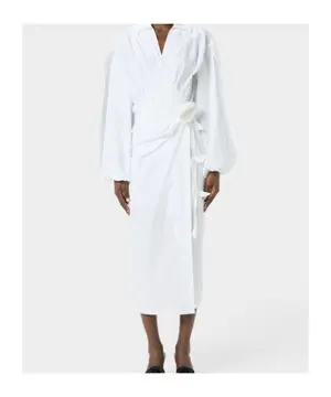 Blumarine V-neck Rose Appliqué Midi Dress - White