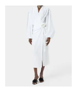 Blumarine V-neck Rose Appliqué Midi Dress - White
