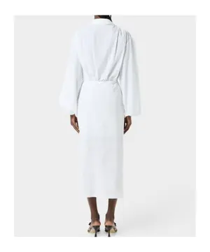Blumarine V-neck Rose Appliqué Midi Dress - White