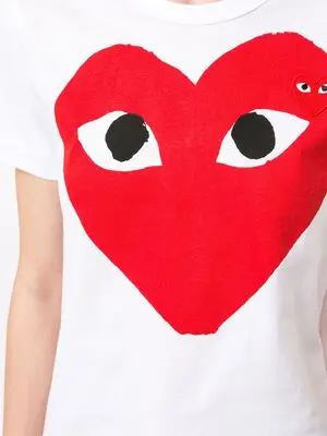 Play Comme Des Garcon Heart Print Logo Patch T-shirt - White