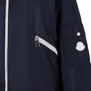 Moncler Logo Patch Zip-up Jacket - Navy Blue