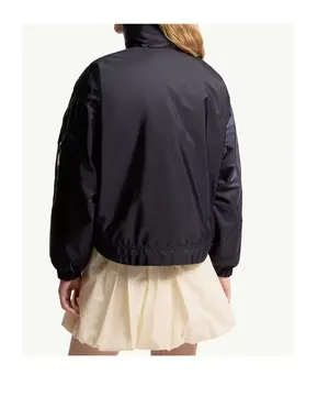 Moncler Logo Patch Zip-up Jacket - Navy Blue