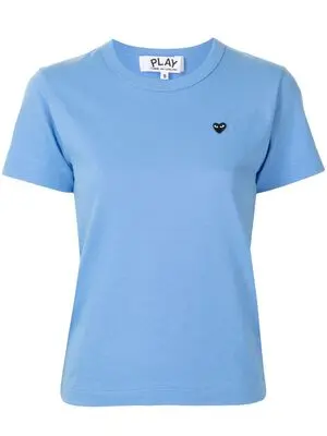 Play Comme Des Garcon Cotton T-shirt With Embroidered Logo - Blue