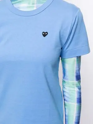 Play Comme Des Garcon Cotton T-shirt With Embroidered Logo - Blue