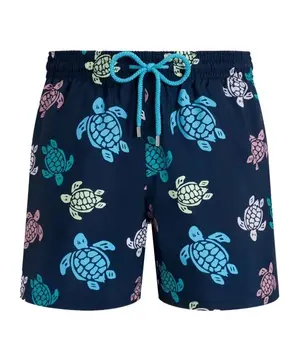 Vilebrequin Turtle-print Drawstring Swim Shorts - Navy Blue