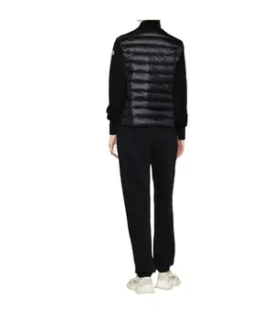 Moncler High-neck Padded Jacket With Ribbed Knit Sleeves - Black