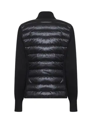 Moncler High-neck Padded Jacket With Ribbed Knit Sleeves - Black