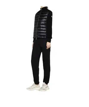 Moncler High-neck Padded Jacket With Ribbed Knit Sleeves - Black