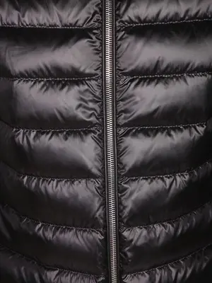 Moncler High-neck Padded Jacket With Ribbed Knit Sleeves - Black