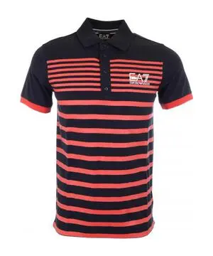 EA7 Striped Lapel Polo Shirt