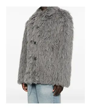DIESEL® Faux Fur Lapel Collar Jacket - Gray