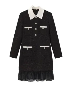Marissa Chiara Long Sleeve Dress With Patch Pockets And Zipper Closure