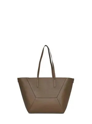 Brunello Cucinelli Logo Embossed Top Handle Bag - Brown