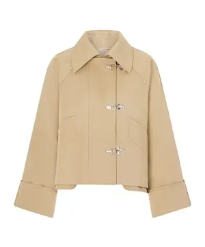PATOU Collared Cotton Gabardine Jacket With Silver Button Detailing - Sand