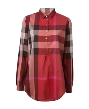 Burberry Classic Checkered Long Sleeve Shirt - Red