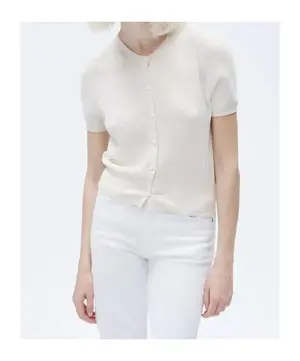 Rag & Bone Short Sleeved Knit Cardigan - Ivory