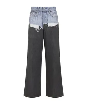 Acne Studios Pinstripe Overlay Wide-leg Jeans