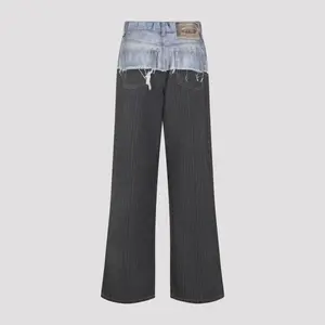 Acne Studios Pinstripe Overlay Wide-leg Jeans