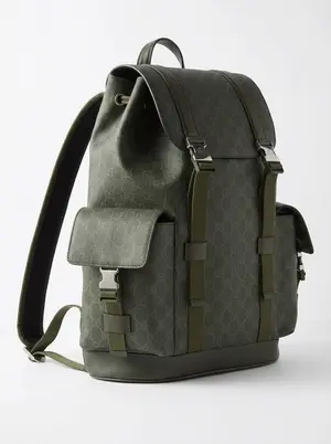 Gucci Gg Monogram Large Backpack - Forest Green