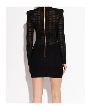 Balmain Sequined Long Sleeve Mini Dress