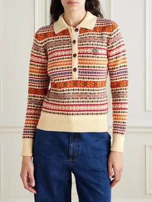 Bally Wool Jacquard Knit Polo Shirt - Nude