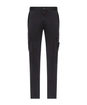 Stone Island Logo Patch Cargo Trousers - Black