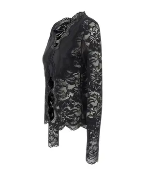 Rabanne Lace Cut-out Long-sleeve Top