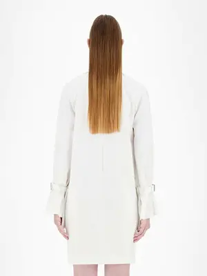 Max Mara Round Collar Dress With Pleated Design And Side Pockets