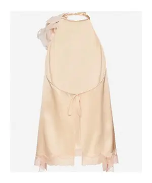 Magda Butrym Halterneck Lace-trim Top - Orange