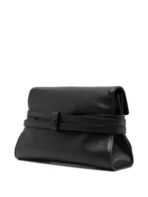 Moschino Embossed Buckled Shoulder Bag - Black