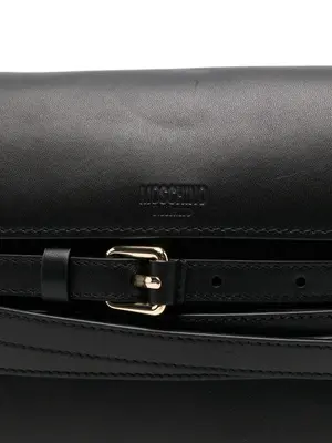 Moschino Embossed Buckled Shoulder Bag - Black