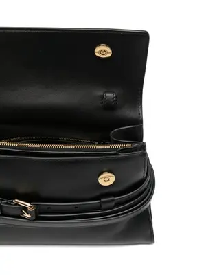 Moschino Embossed Buckled Shoulder Bag - Black