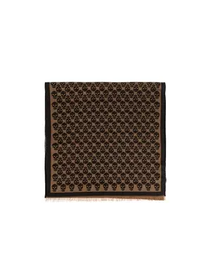 Alexander McQueen Skull Jacquard Frayed-edge Scarf - Black
