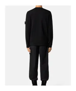 Stone Island Logo Patch Crewneck Jumper - Black