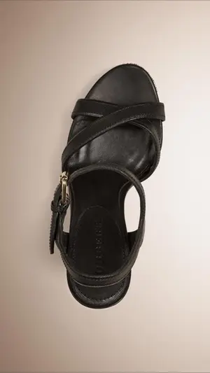 Burberry Checked Wedge Sandals