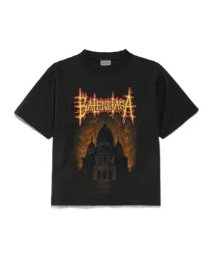 Balenciaga Graphic Printed Crewneck T-shirt - Black