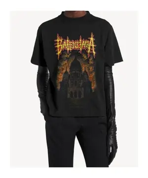 Balenciaga Graphic Printed Crewneck T-shirt - Black