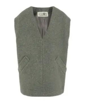 MAISON MARGIELA Embroidered Logo V-neck Waistcoat