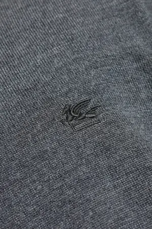 Etro Logo Embroidered Turtleneck Knitted Jumper - Grey