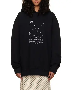MAISON MARGIELA Logo Print Hoodie - Black