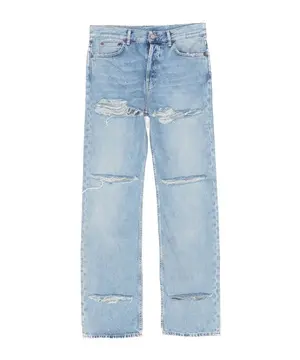 Acne Studios Logo-patch Distressed Jeans - Light Blue