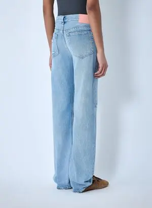 Acne Studios Logo-patch Distressed Jeans - Light Blue