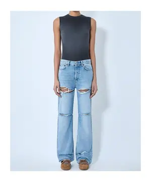 Acne Studios Logo-patch Distressed Jeans - Light Blue