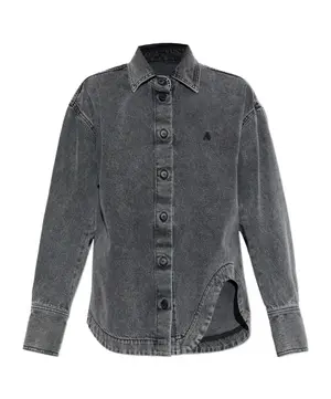 Attico The Eliza Shaped Split Denim Shirt - Black