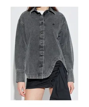 Attico The Eliza Shaped Split Denim Shirt - Black