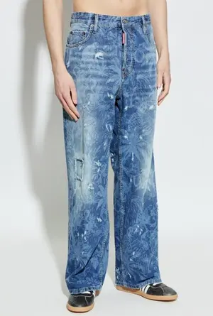 Dsquared2 Distressed Baggy Jeans With Logo Detail