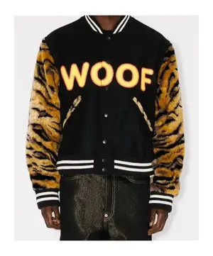 Kenzo Genderless Tiger Printed Virgin Wool Varsity Jacket