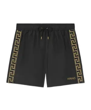 Versace Logo Print Swim Shorts - Black