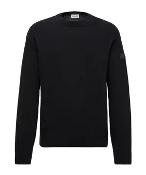 Moncler Wool Cashmere Crew Neck Sweater - Black