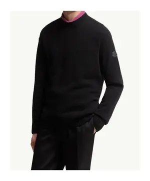 Moncler Wool Cashmere Crew Neck Sweater - Black